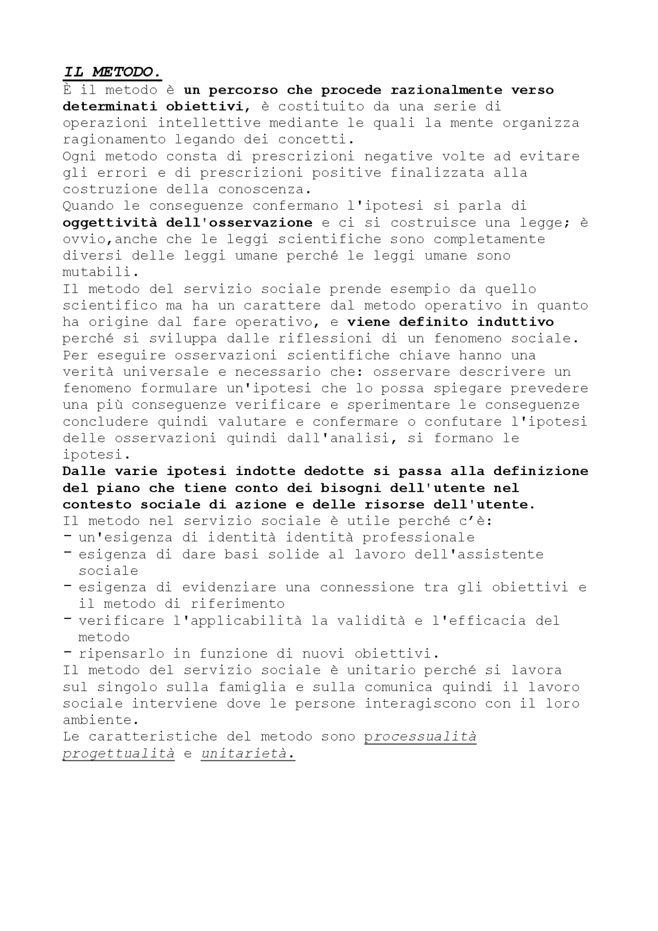 Il Metodo Metodi E Tecniche Del Servizio Sociale Docsity
