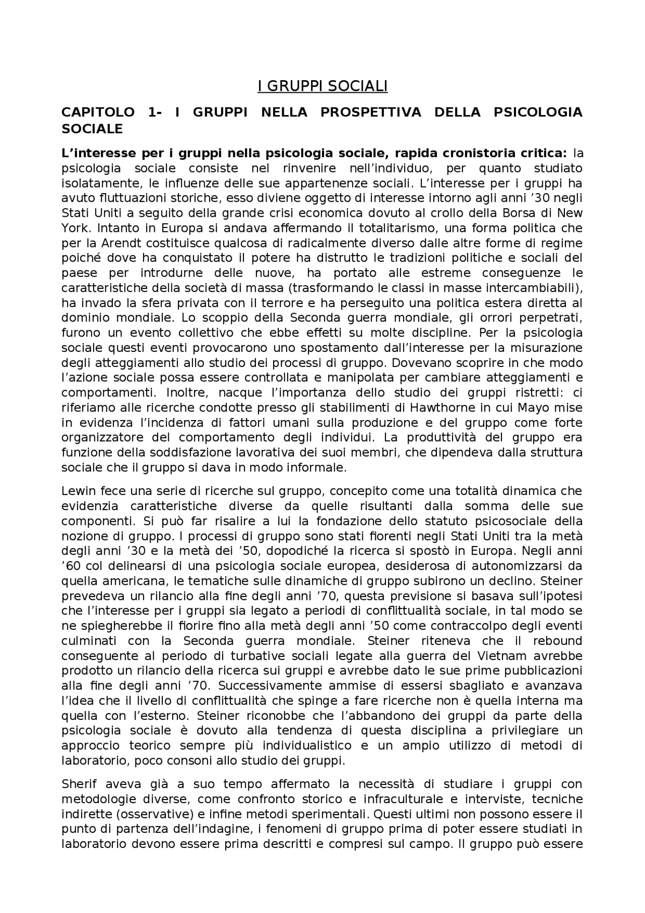 I Gruppi Sociali Speltini E Palmonari Docsity
