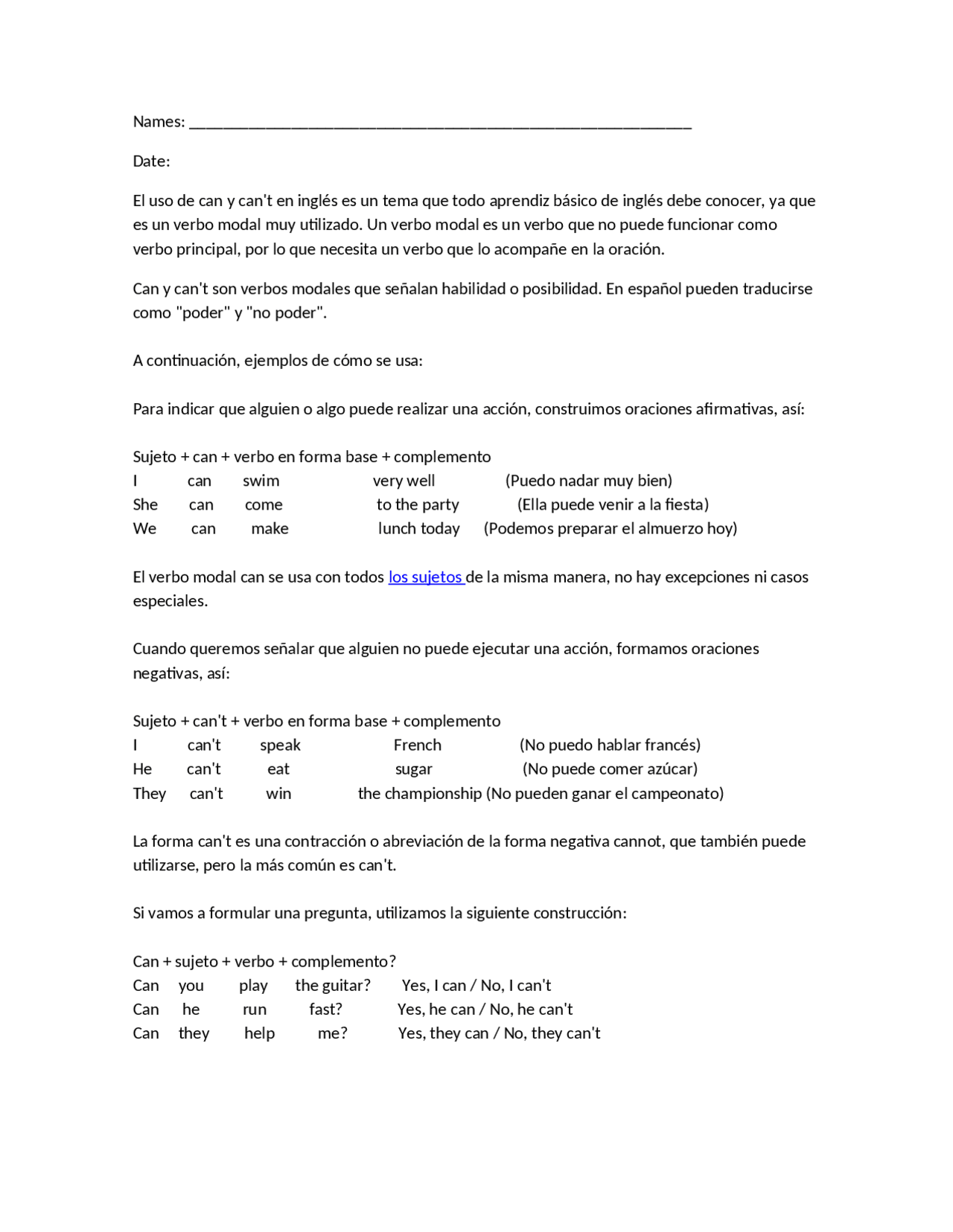 Ejercicio para repasar en casa - Docsity