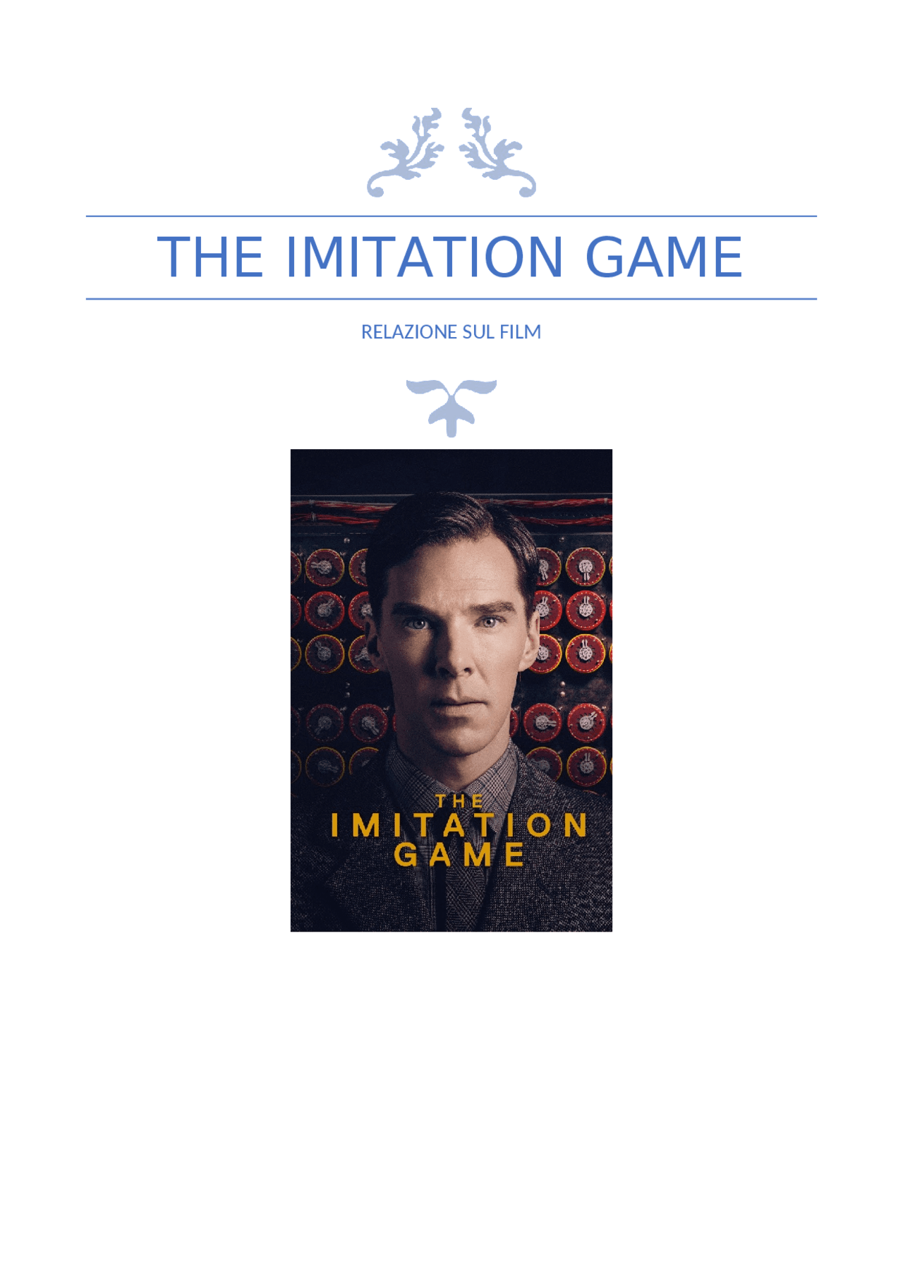 THE IMITATION GAME - alan turing - Docsity