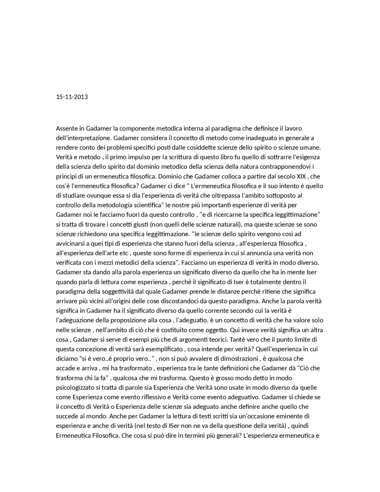 Gadamer Verità E Metodo Appunti Docsity