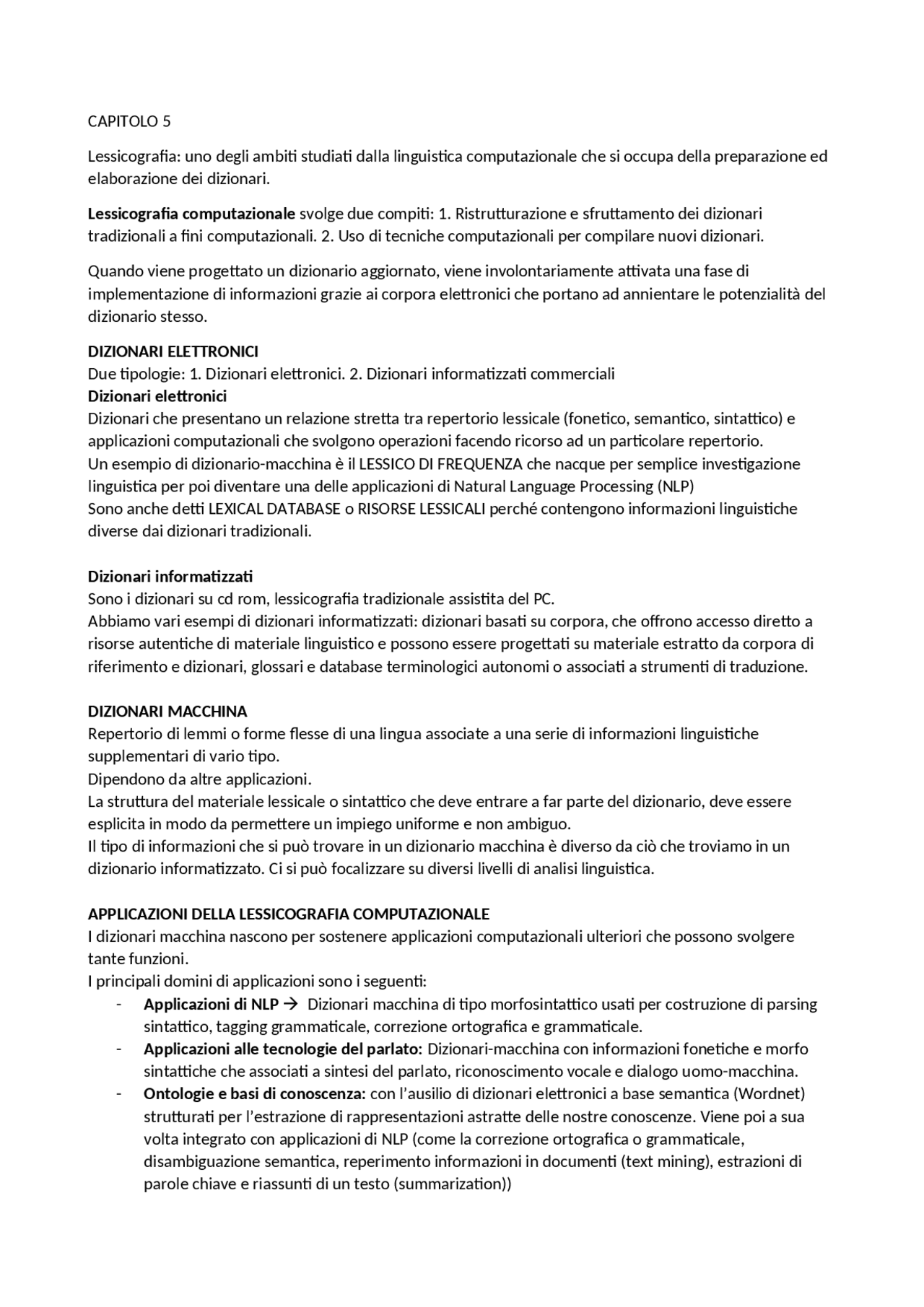 I. Chiari, Introduzione alla linguistica computazionale (cap 5 e 6) - Docsity