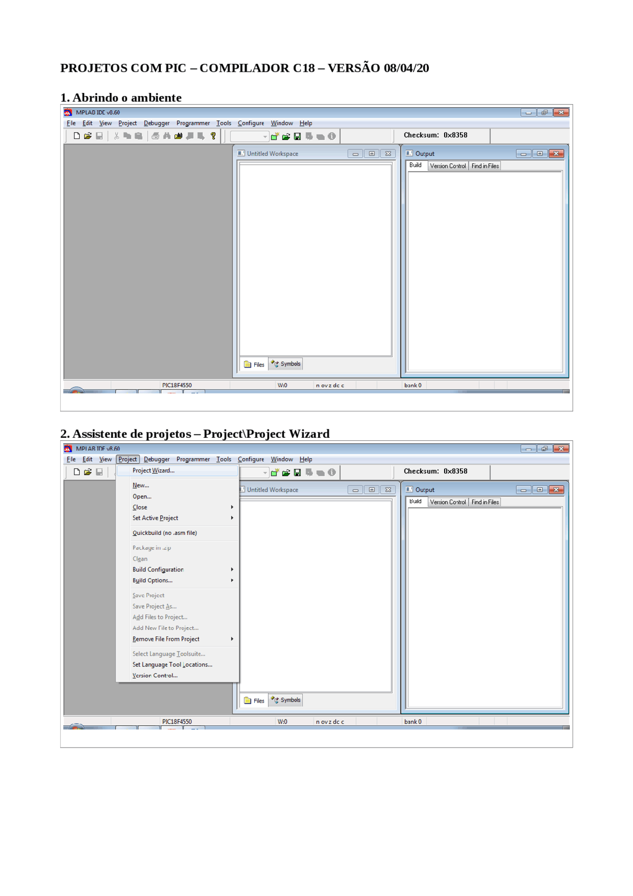 MPLAB C18 - Passo a passo de configuração e uso - Docsity