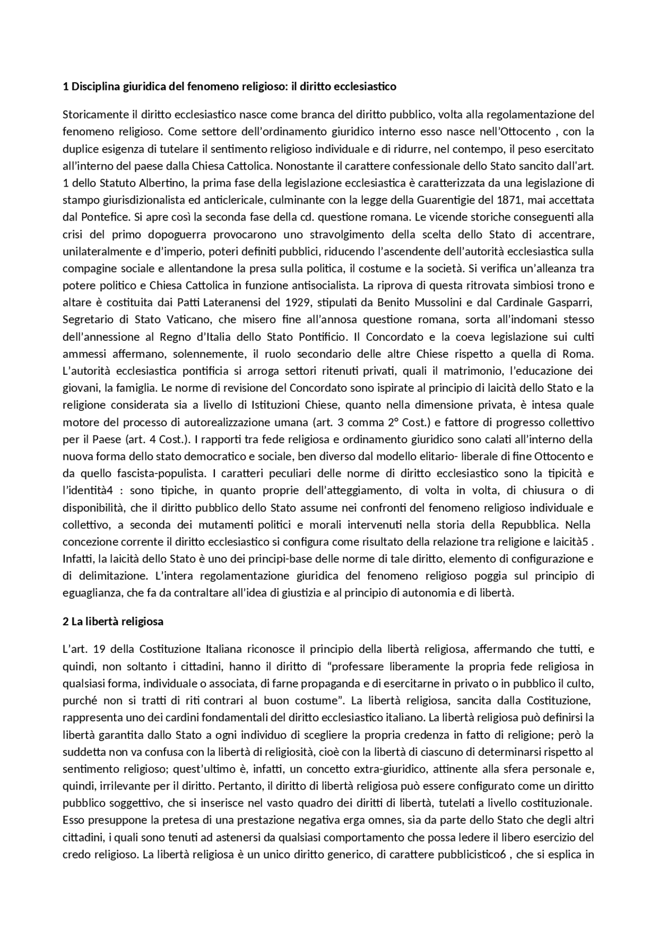 Esame Di Diritto Ecclesiastico Docsity