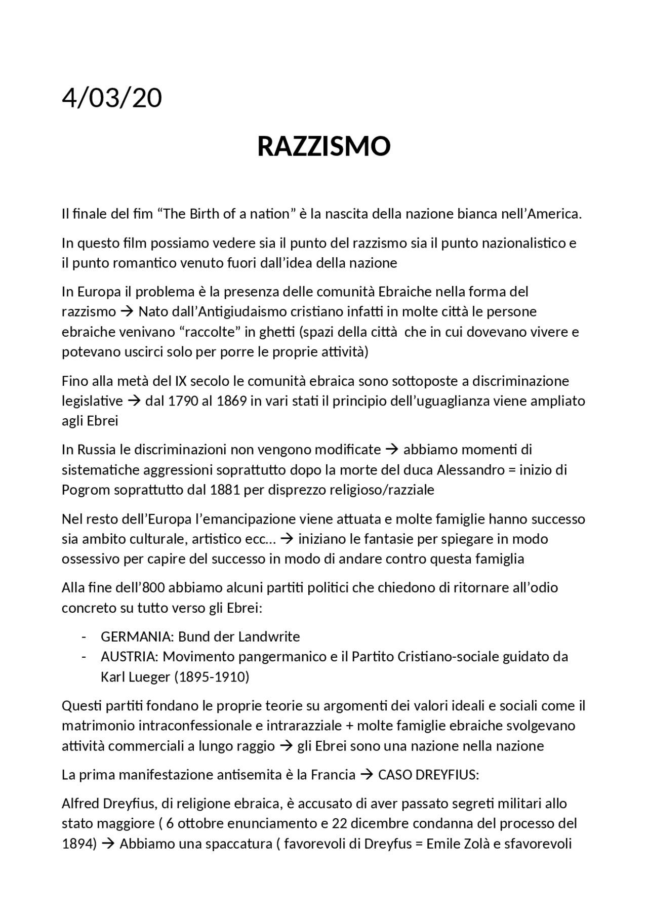 Appunti Sul Razzismo Docsity