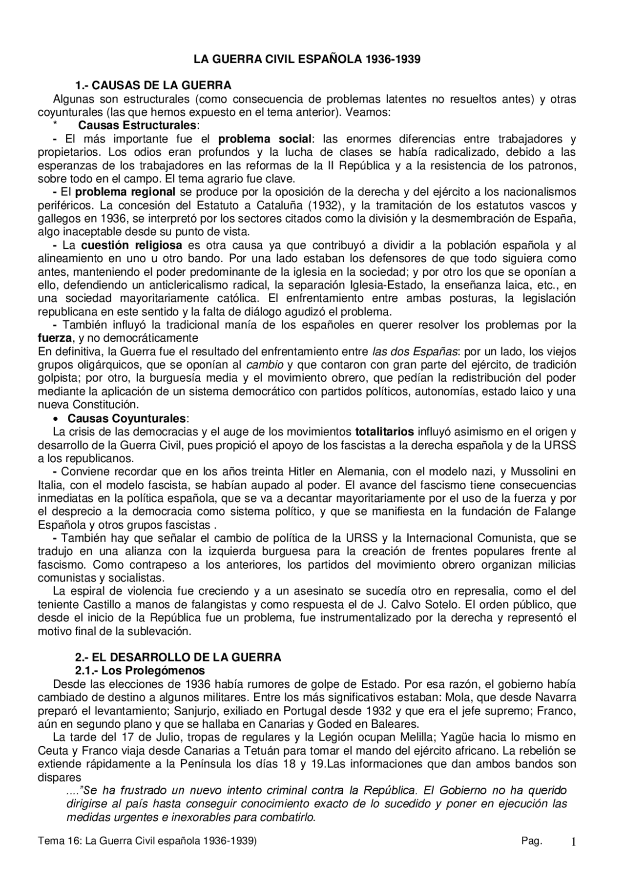 Guerra Civil Española - Docsity