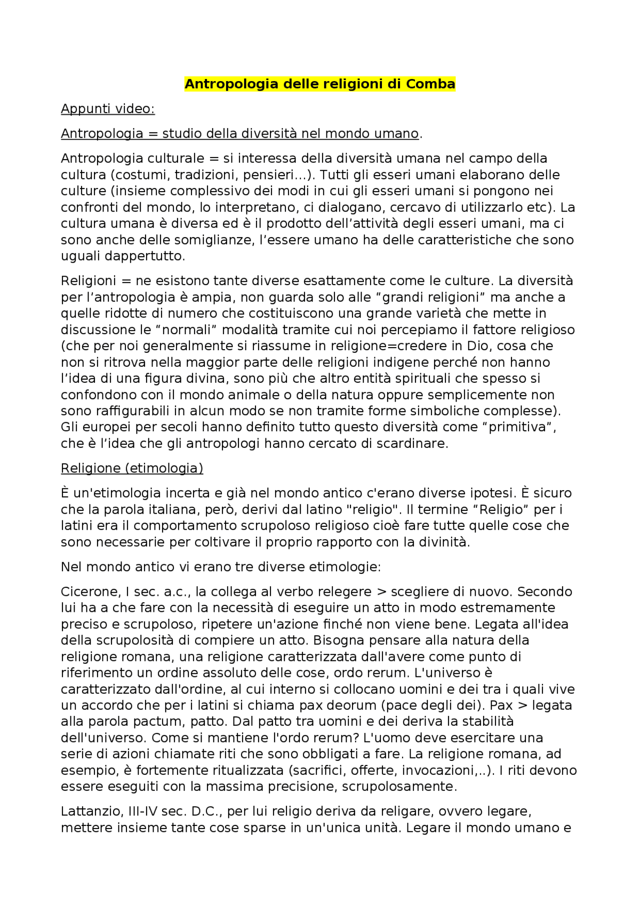 Riassunti Del Manuale Di Enrico Comba Docsity