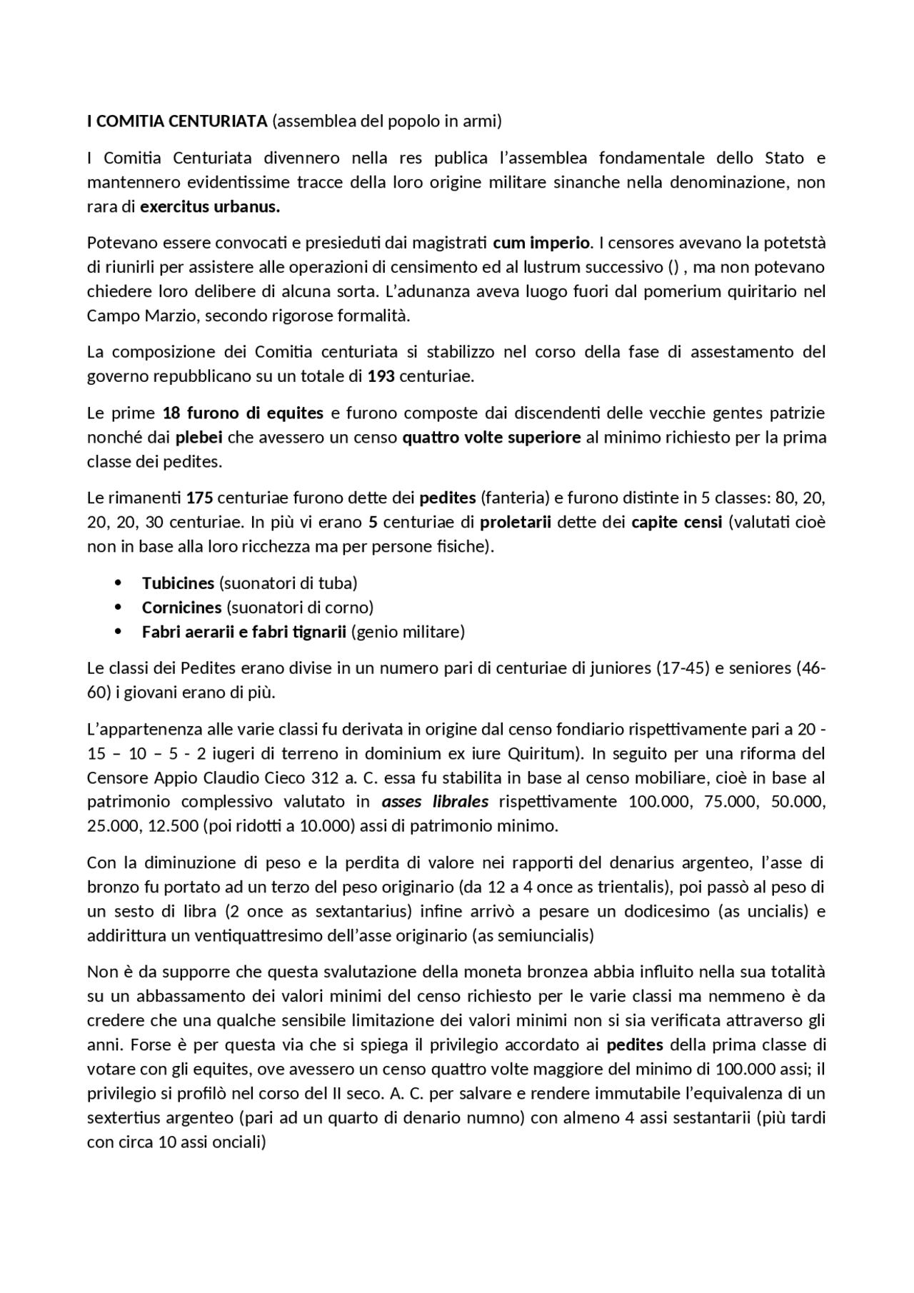 I COMITIA CENTURIATA - Docsity