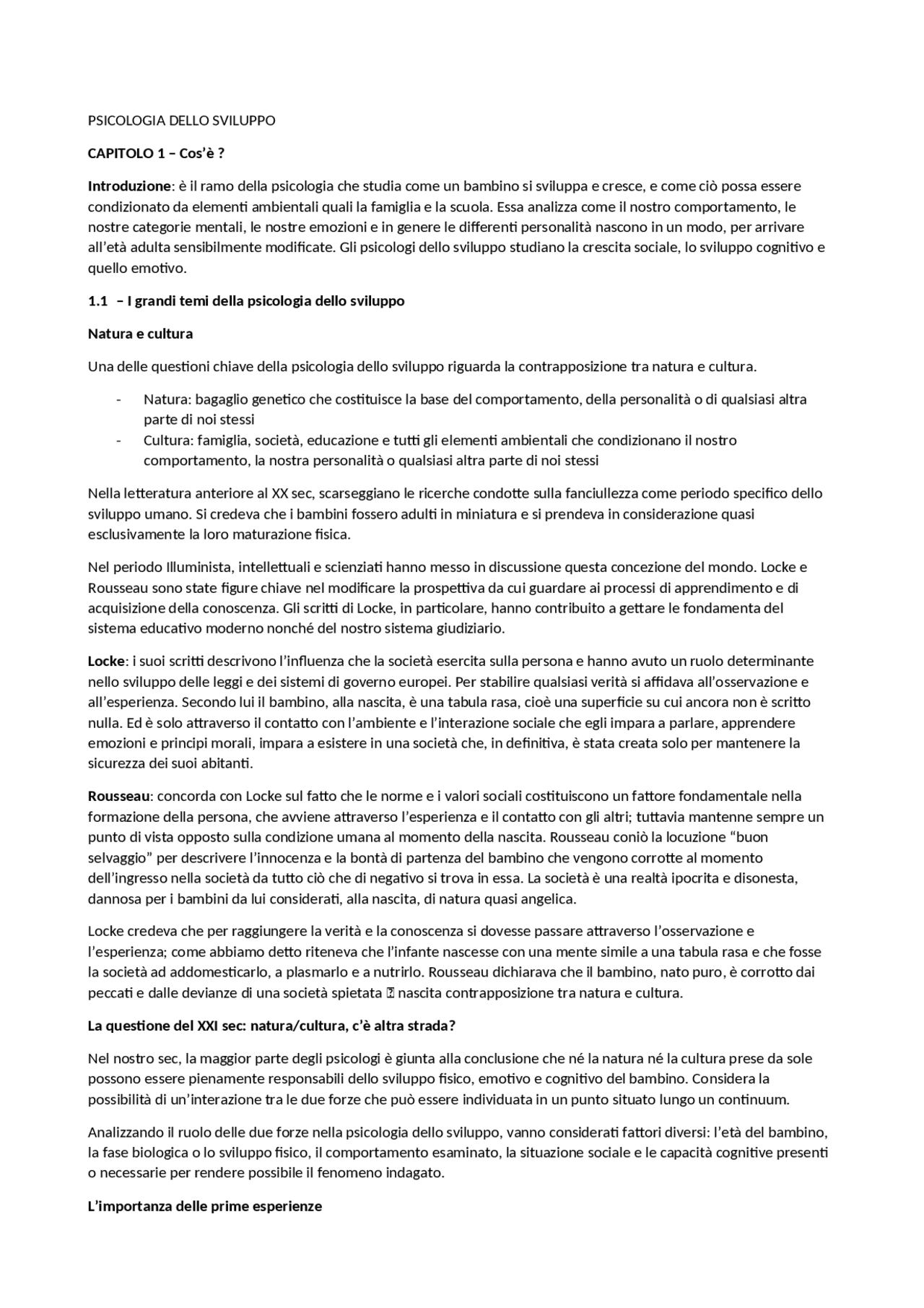 Manuale Psicologia Dello Sviluppo Docsity
