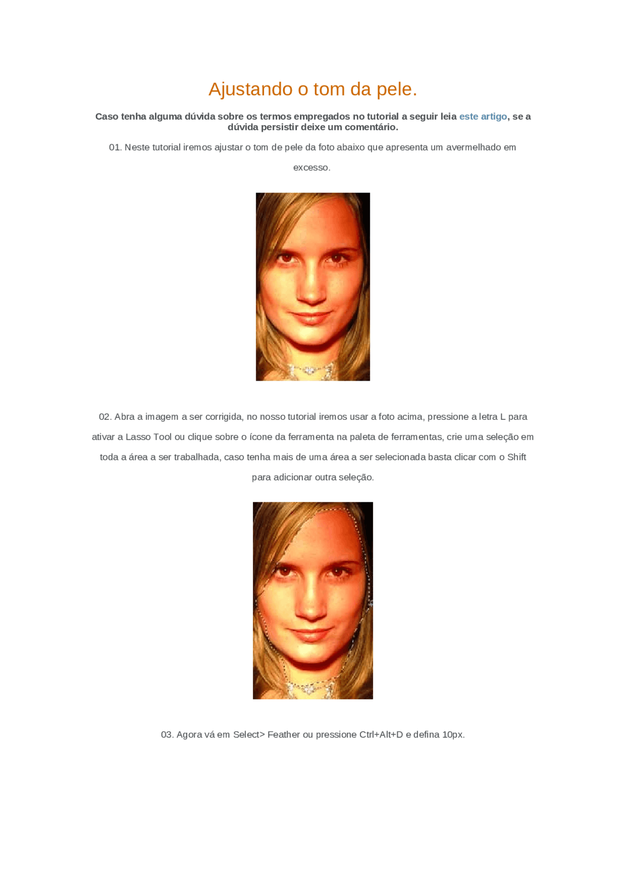 Tutorial Photoshop - Tom da pele - Docsity