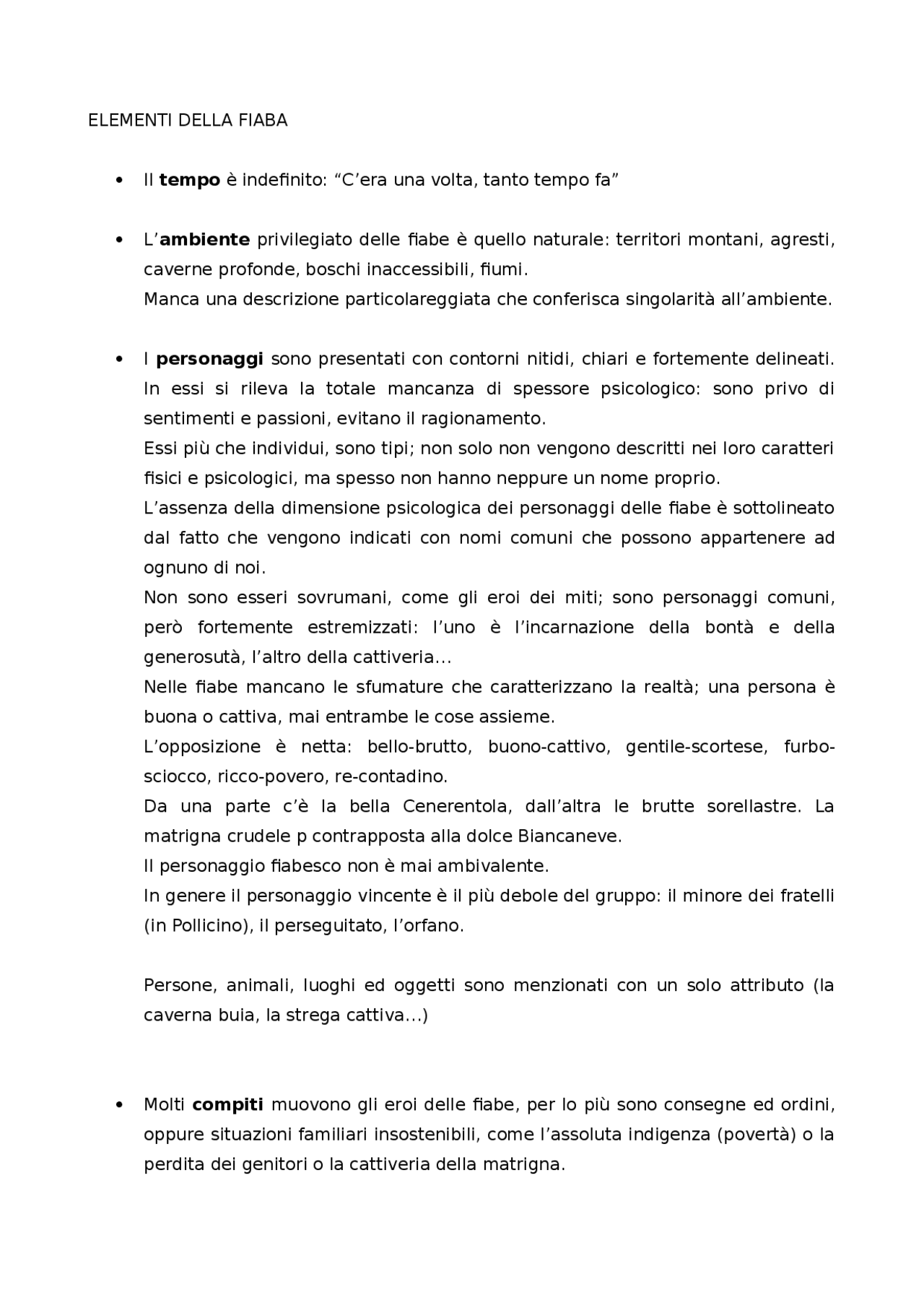 Elementi della fiaba - Docsity