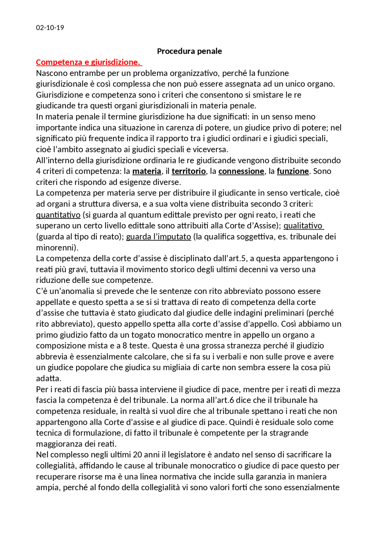 Appunti Procedura Penale Docsity