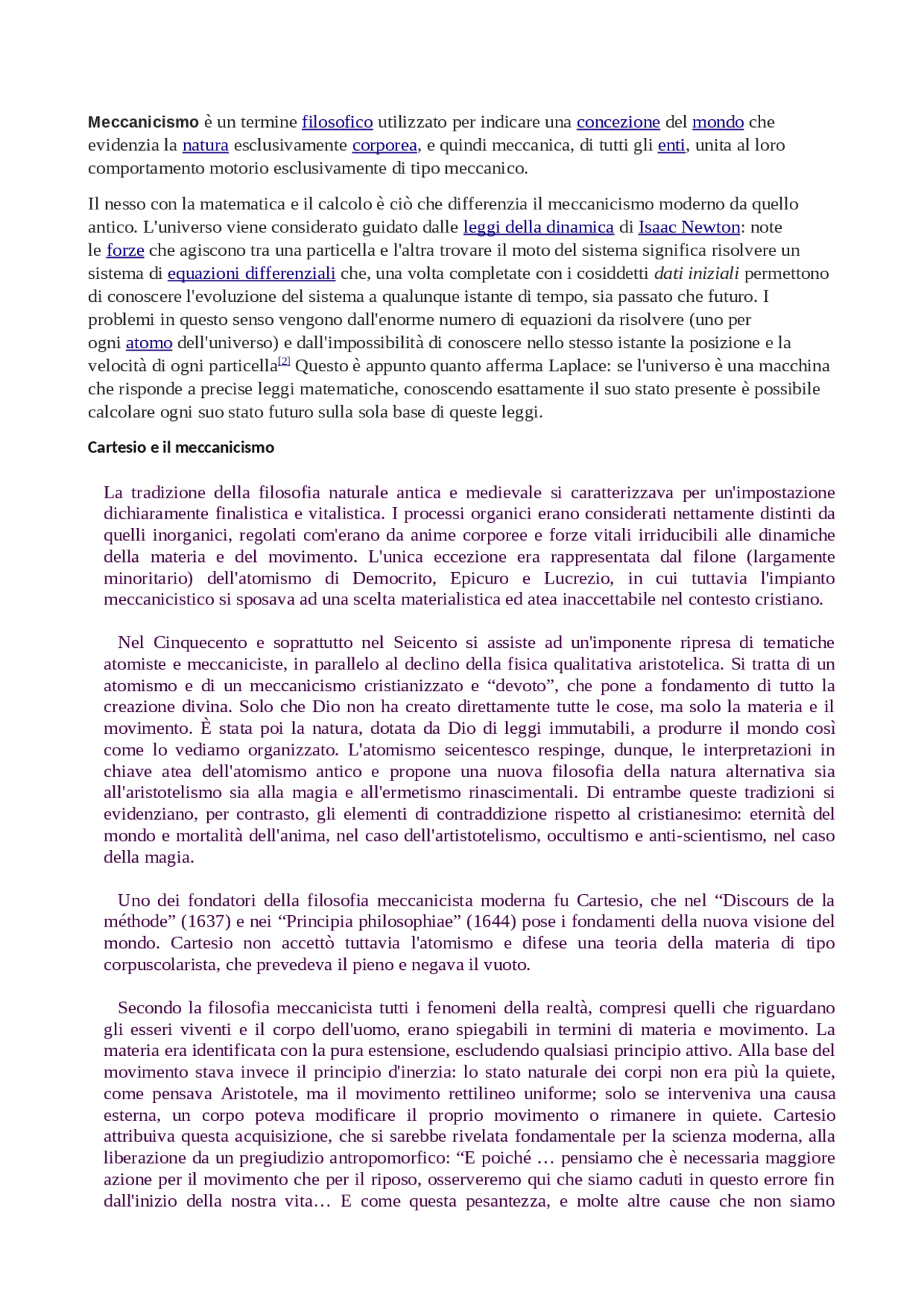 Cartesio, la filosofia del meccanicismo - Docsity
