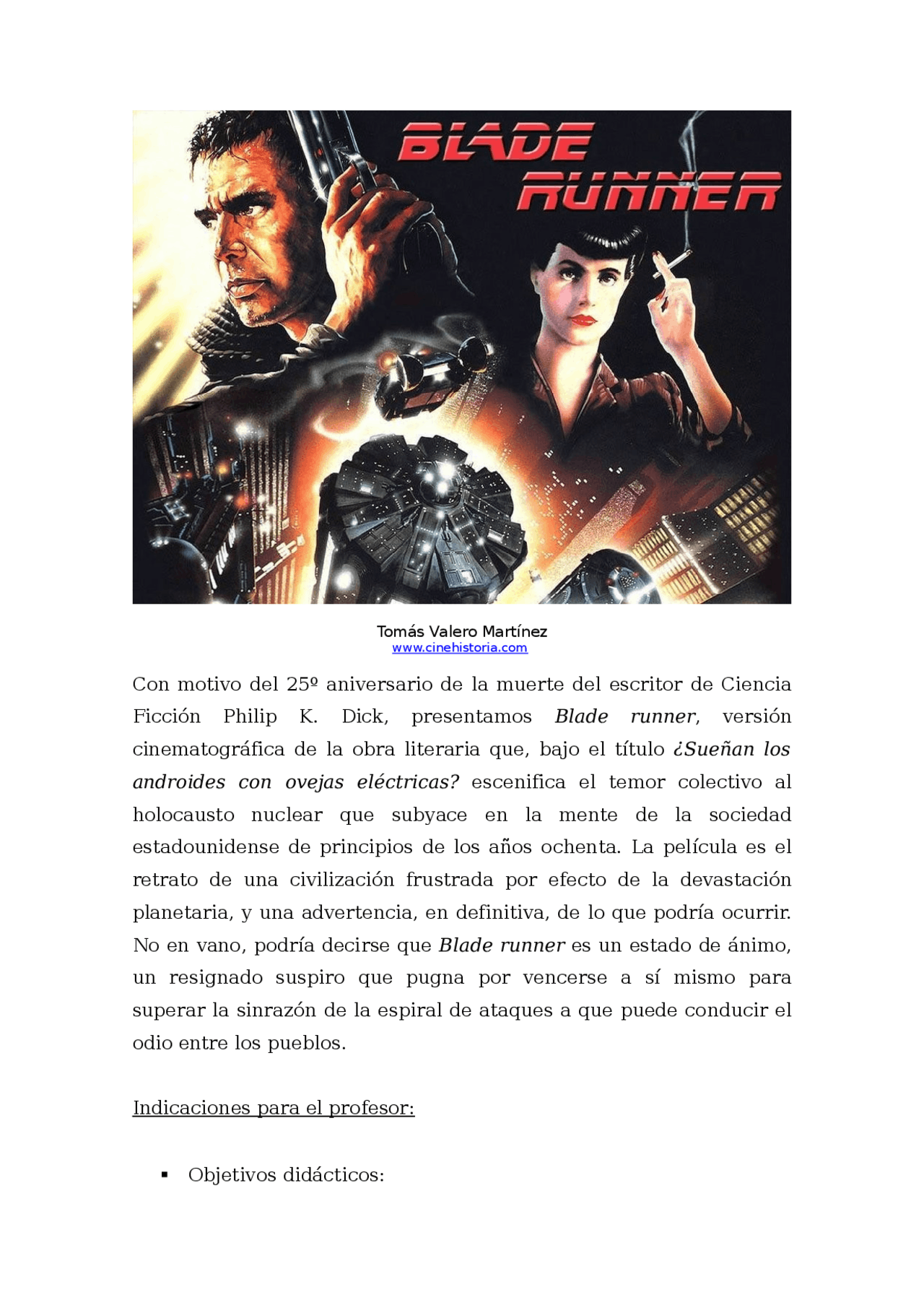 Apuntes sobre Blade Runner - Docsity