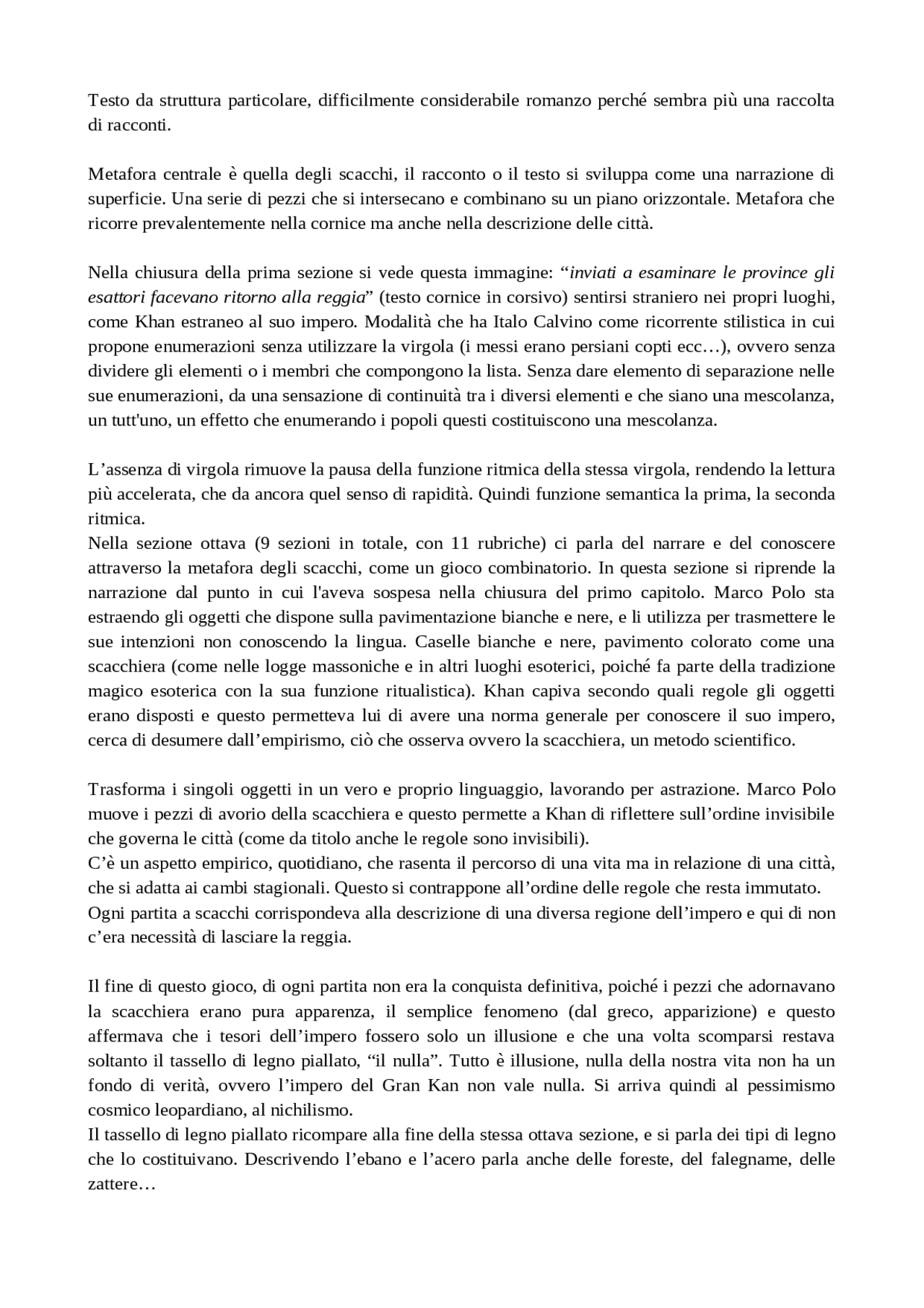 Spiegazione Libro Le Città Invisibili Docsity