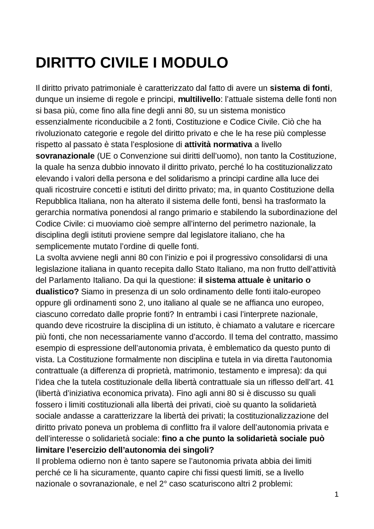 Diritto Civile I Modulo Stefano Pagliantini Docsity
