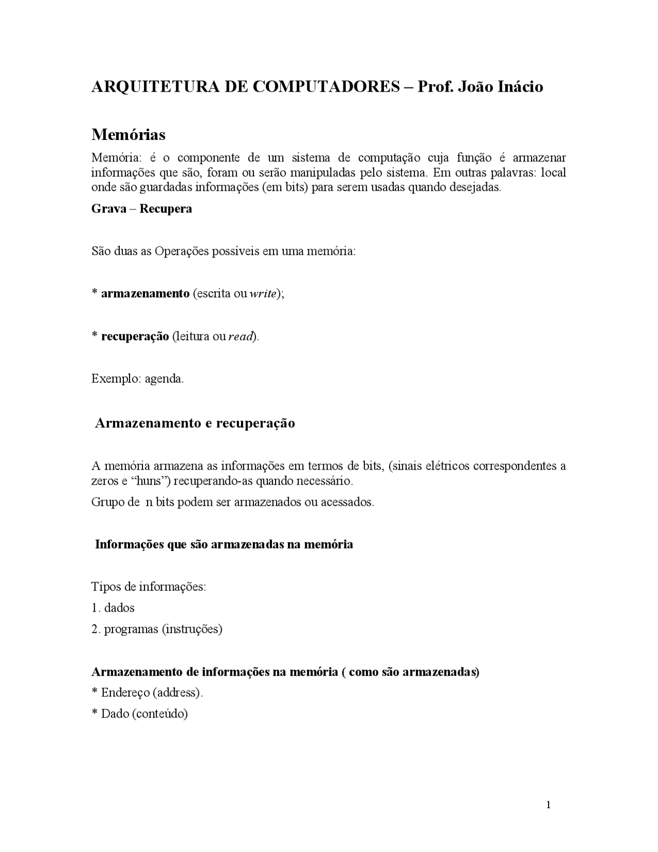 Arquitetura De Computadores Docsity