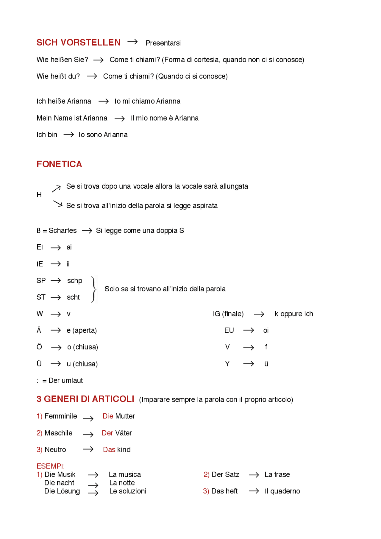 Appunti Di Lingua Tedesca Docsity
