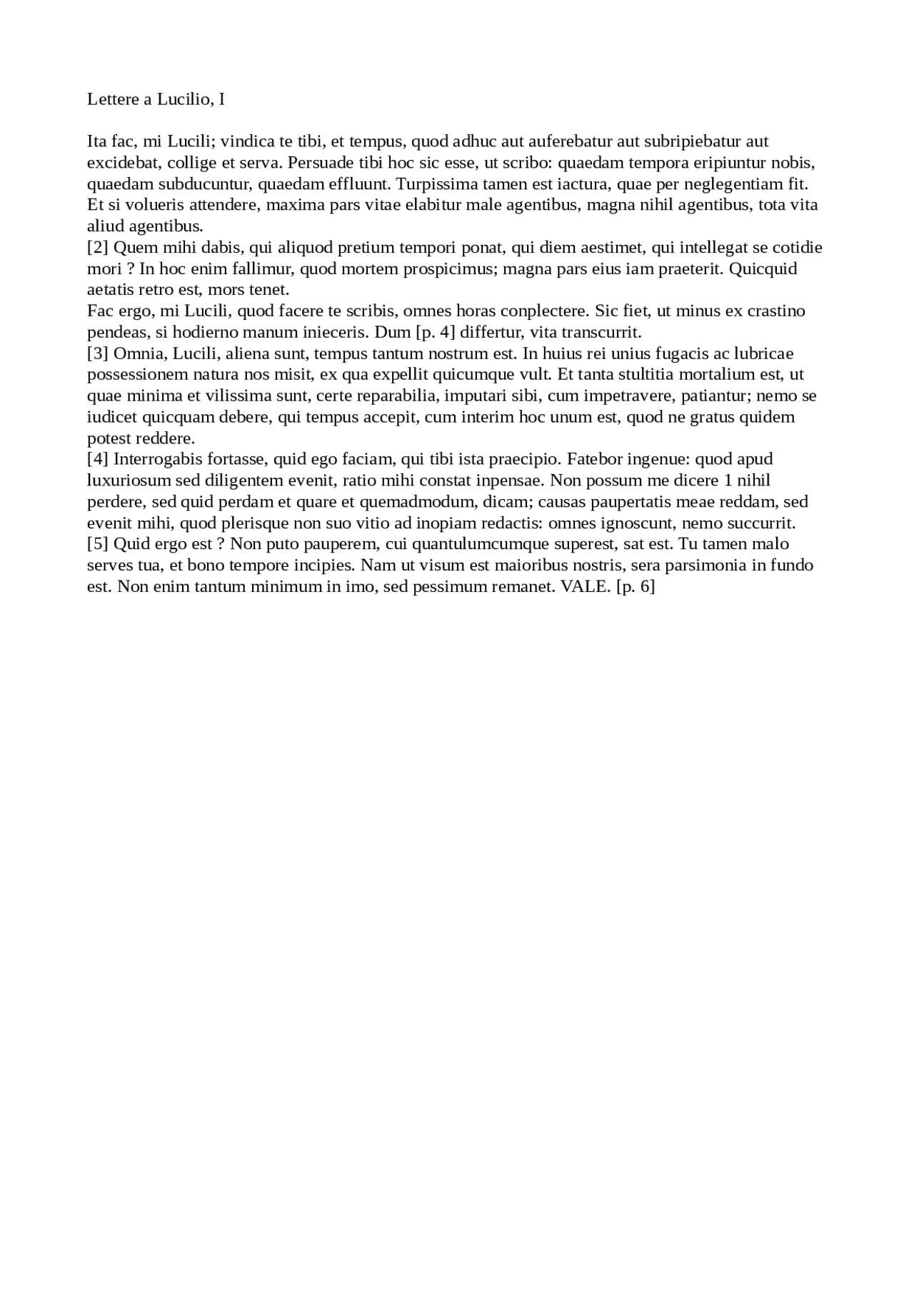 Lettera A Lucilio 1 Di Seneca Docsity