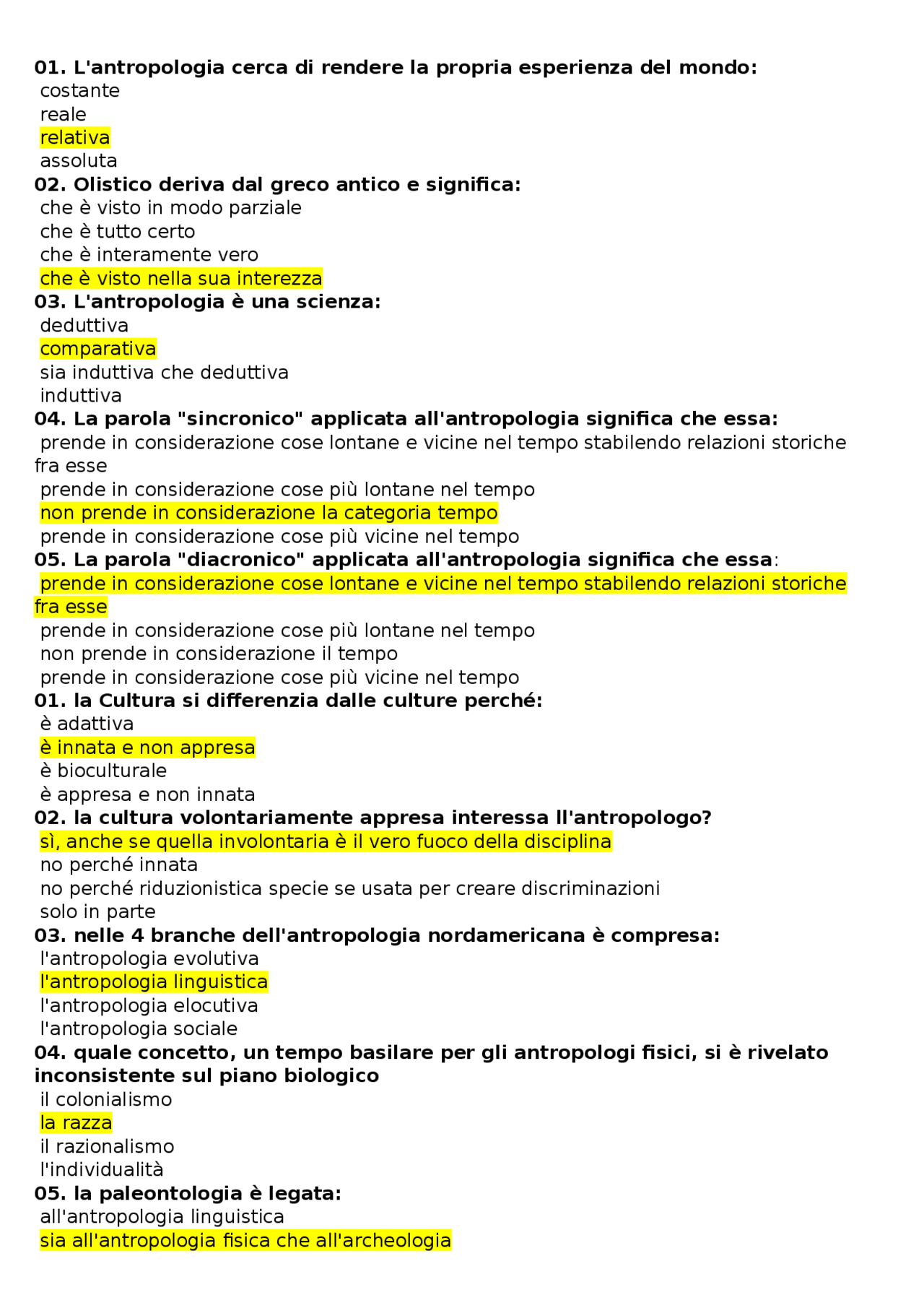 Discipline Demoetnoantropologiche Set Domande Multiple Esercizi Di