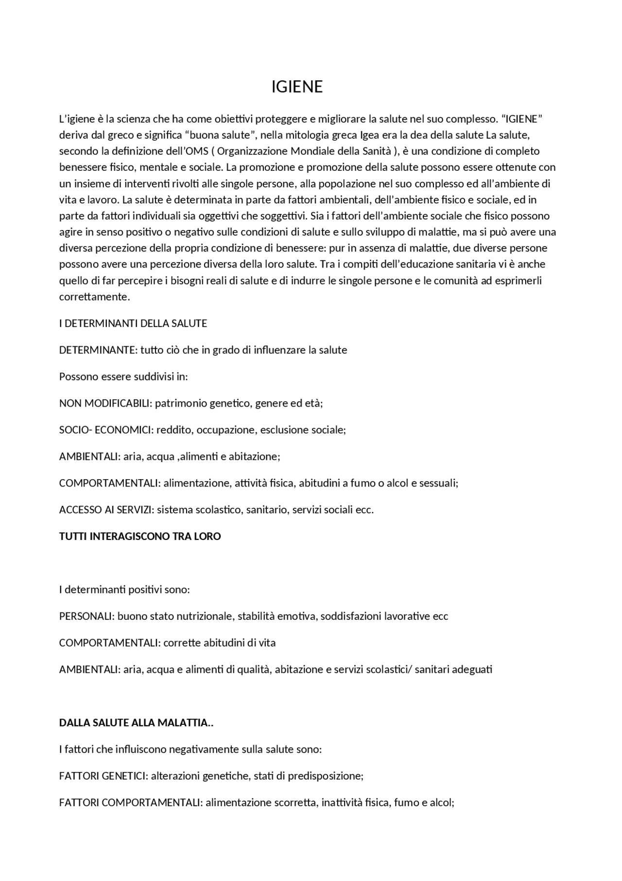 Igiene Prof Sacchetti Docsity