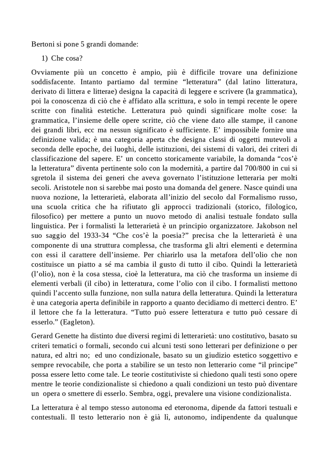 Letterature Comparate Docsity