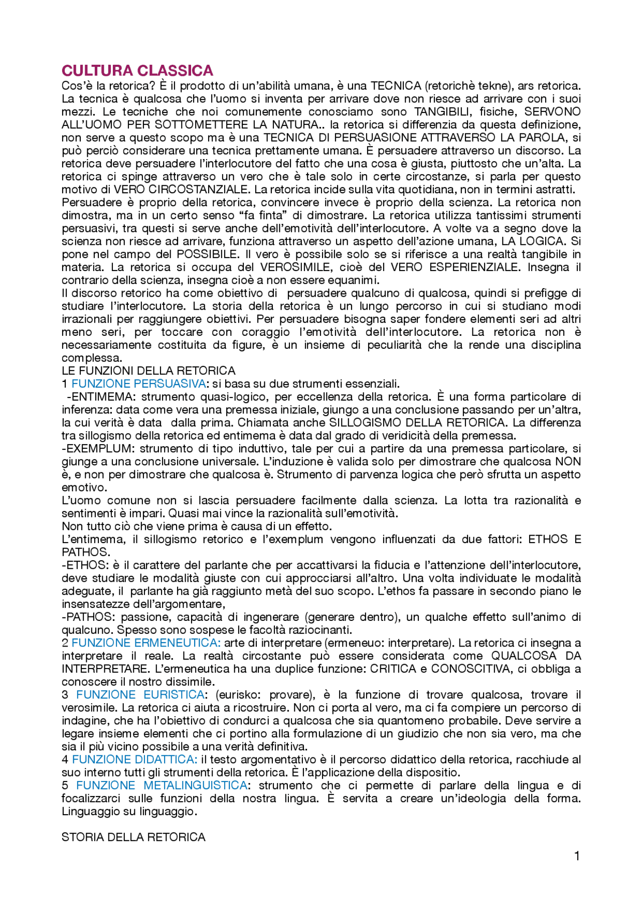 Cultura Classica E Comunicazione Docsity