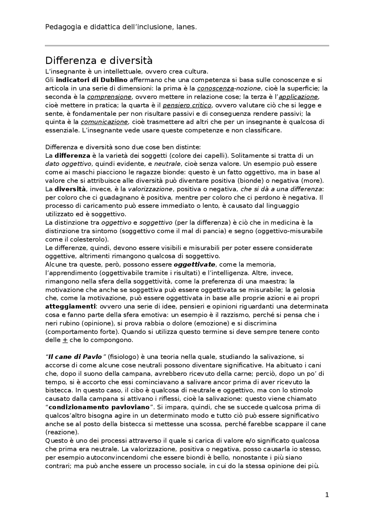 Pedagogia E Didattica Dellinclusione Docsity