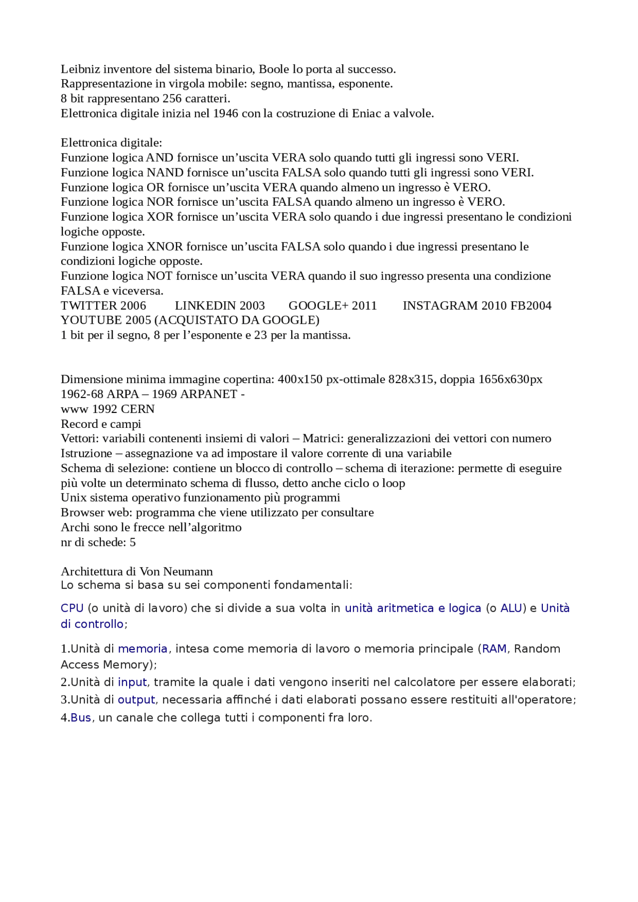 Informatica Triennale Scienze Turistiche Docsity