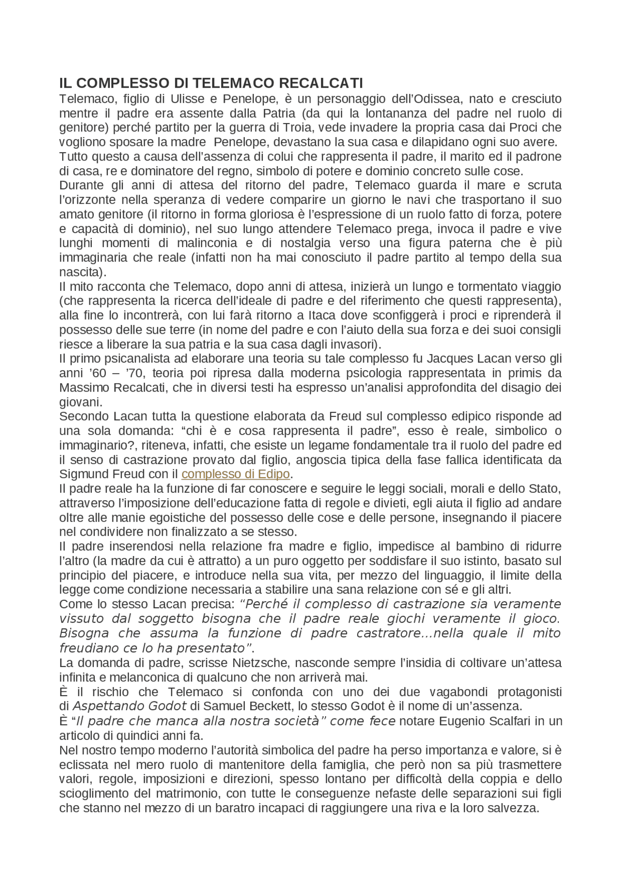 Telemaco Il Complesso Docsity