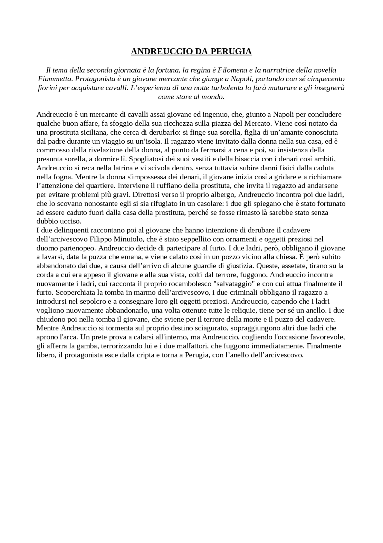 Decameron_"ANDREUCCIO DA PERUGIA" - Docsity