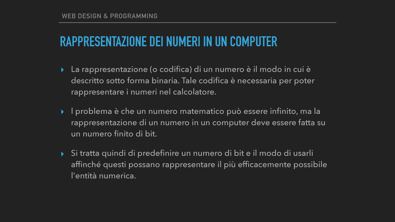 Slide Informatica - Rappresentazione dei numeri - Docsity