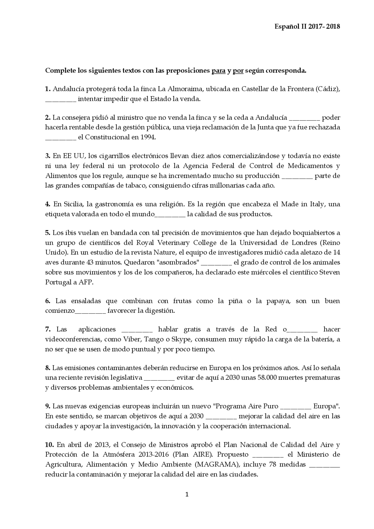 Lingua Spagnola Ii Scritto Docsity