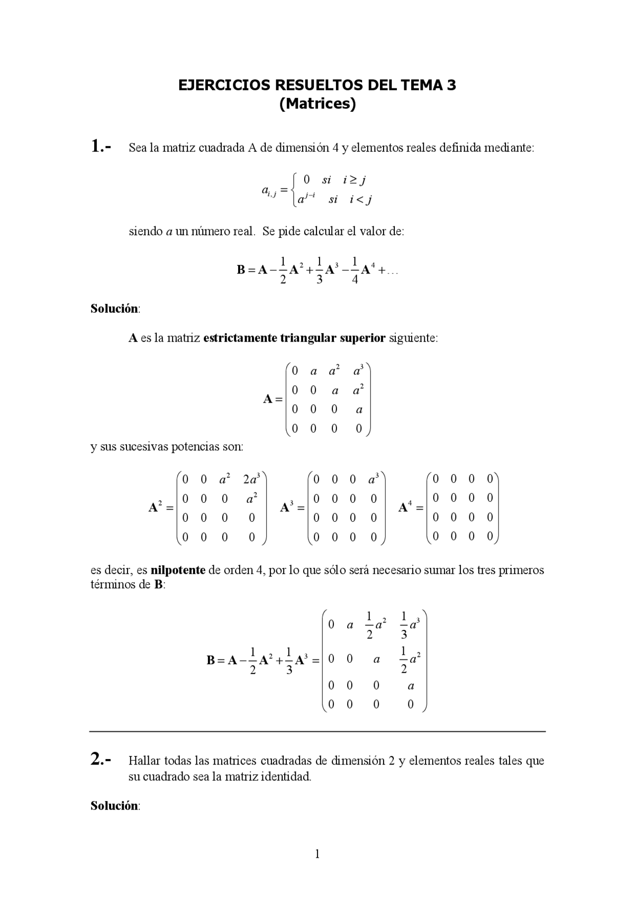 Ejercicios Matrices Ii Docsity