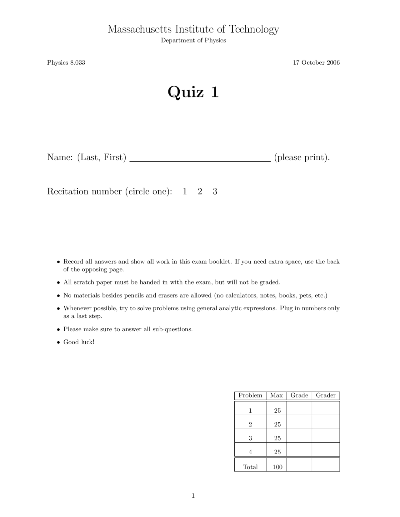 Relativity Quiz 1: Quick answers and Problems - Docsity