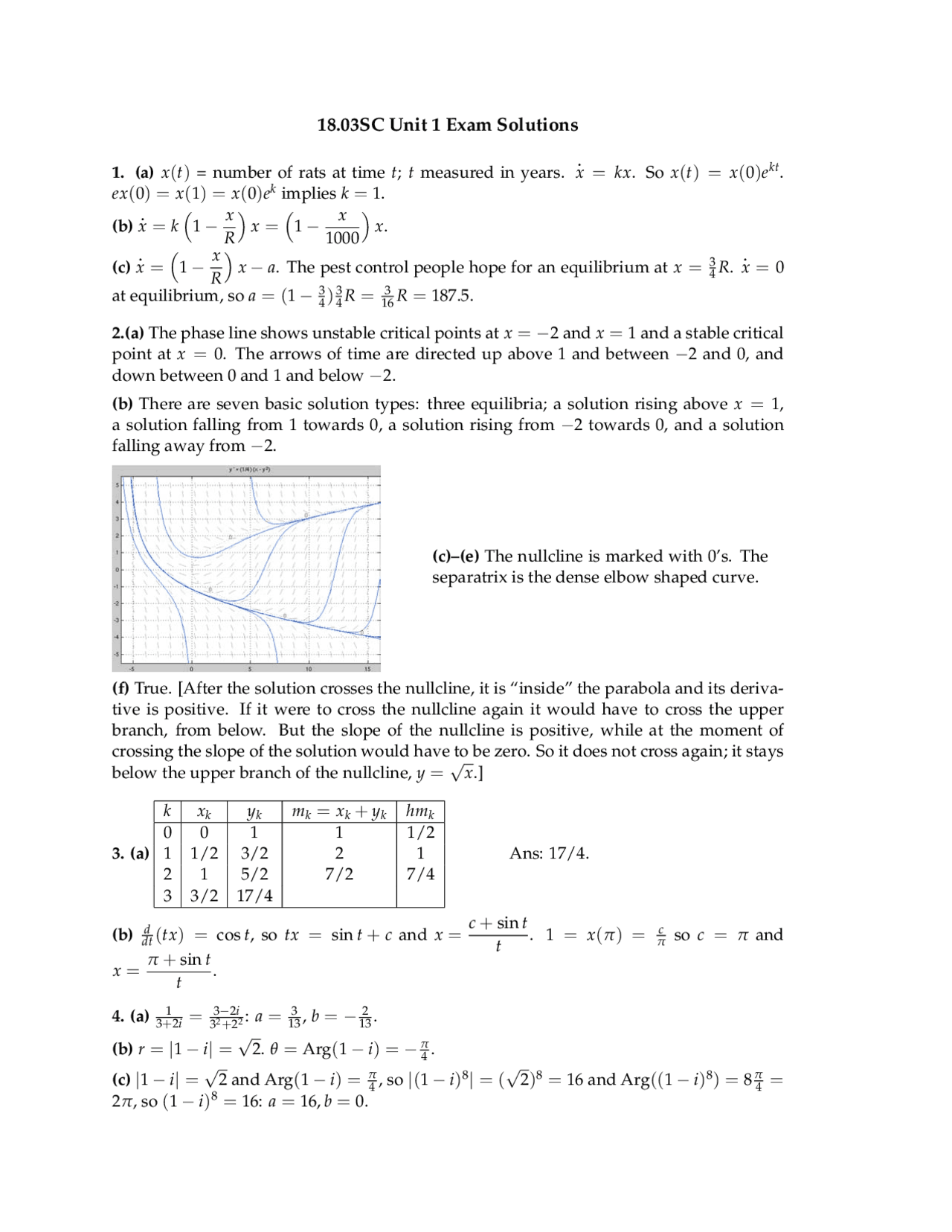 Differential Equations Exam 1 Solved Exercises Exams Differential
