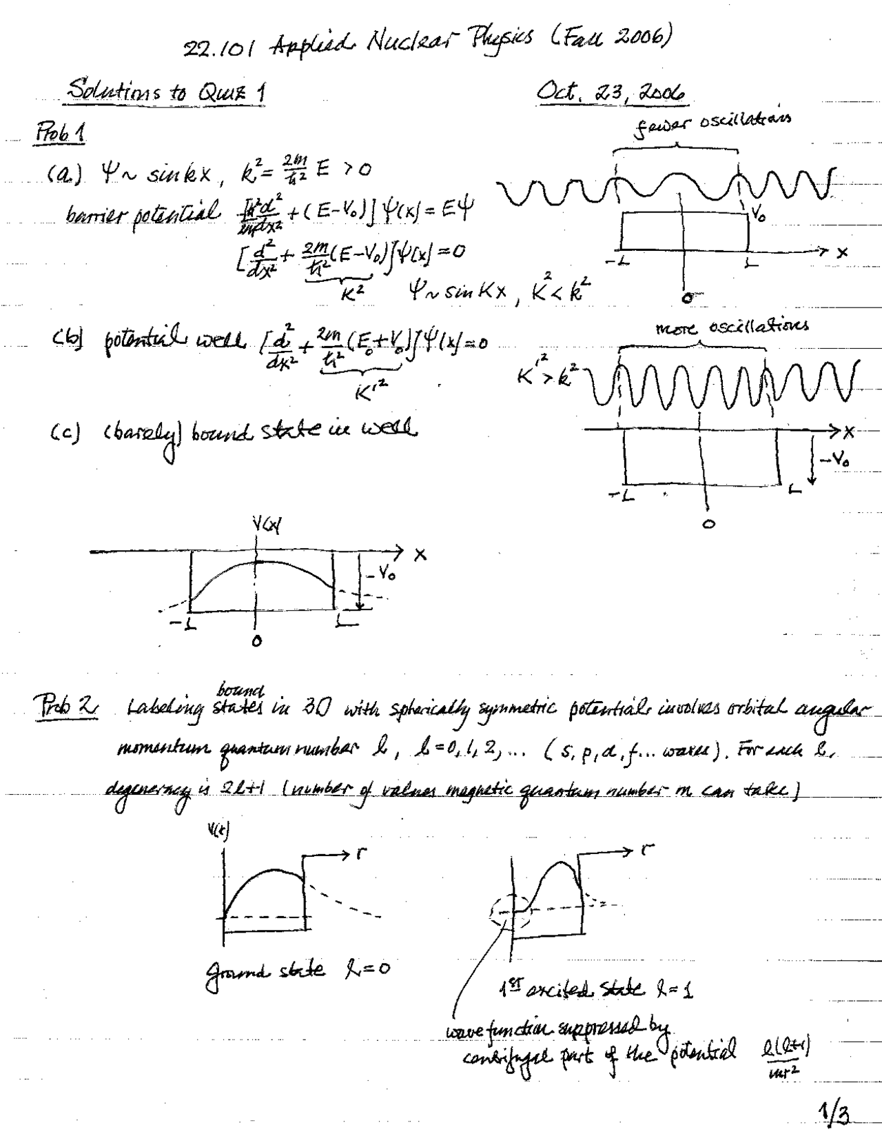 Applied Nuclear Physics Solutions To Quiz 1 Four Problems Docsity