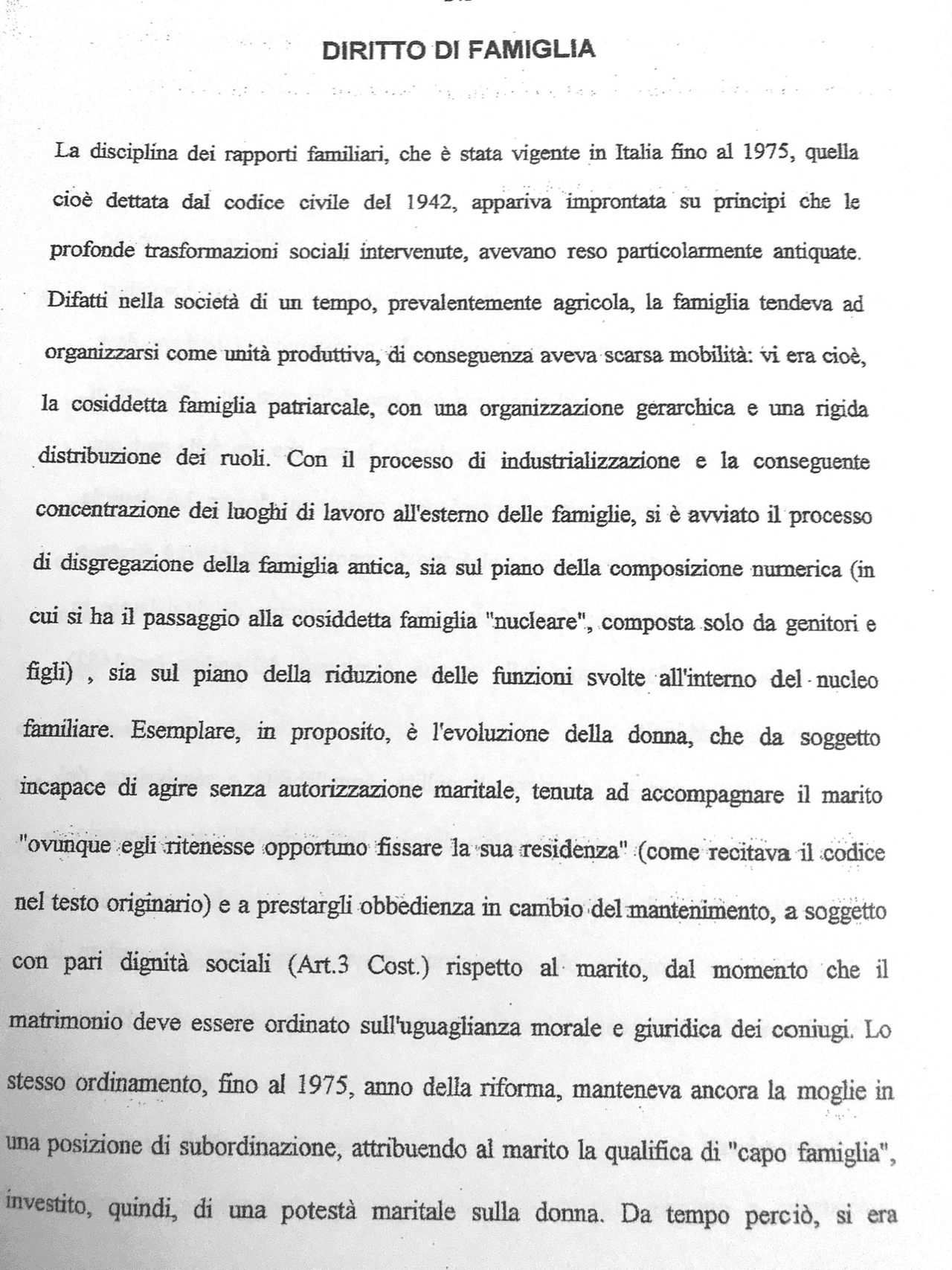 Diritto Alla Famiglia Diritto Privato Docsity