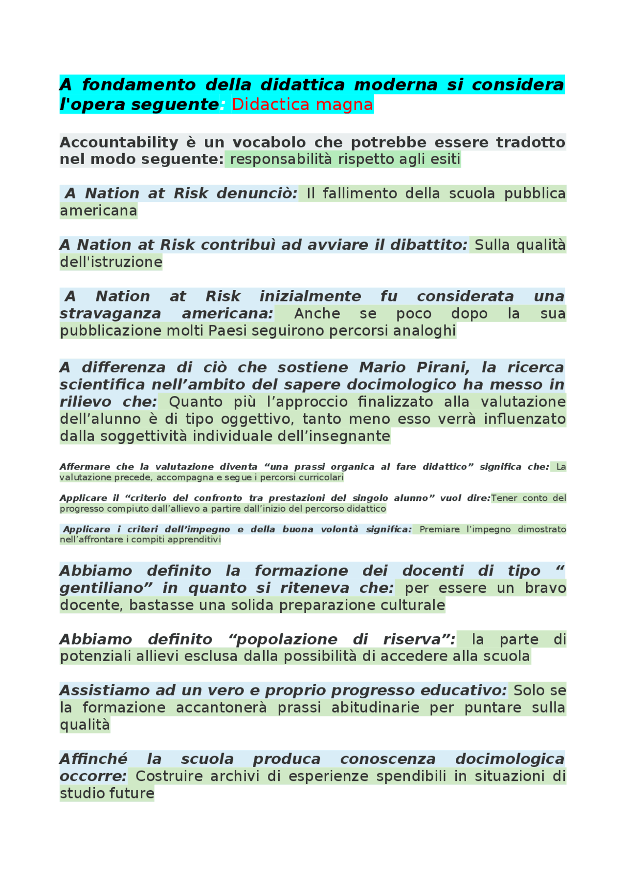 Test Autovalutazione Igiene Completo Uni Pegaso Docsity