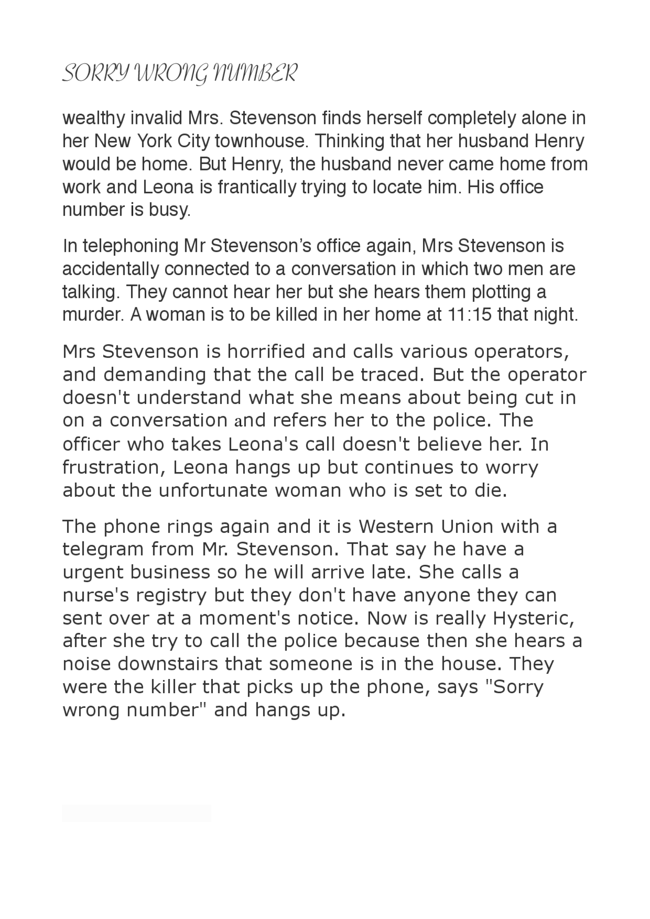 Sorry Wrong Number. - Docsity