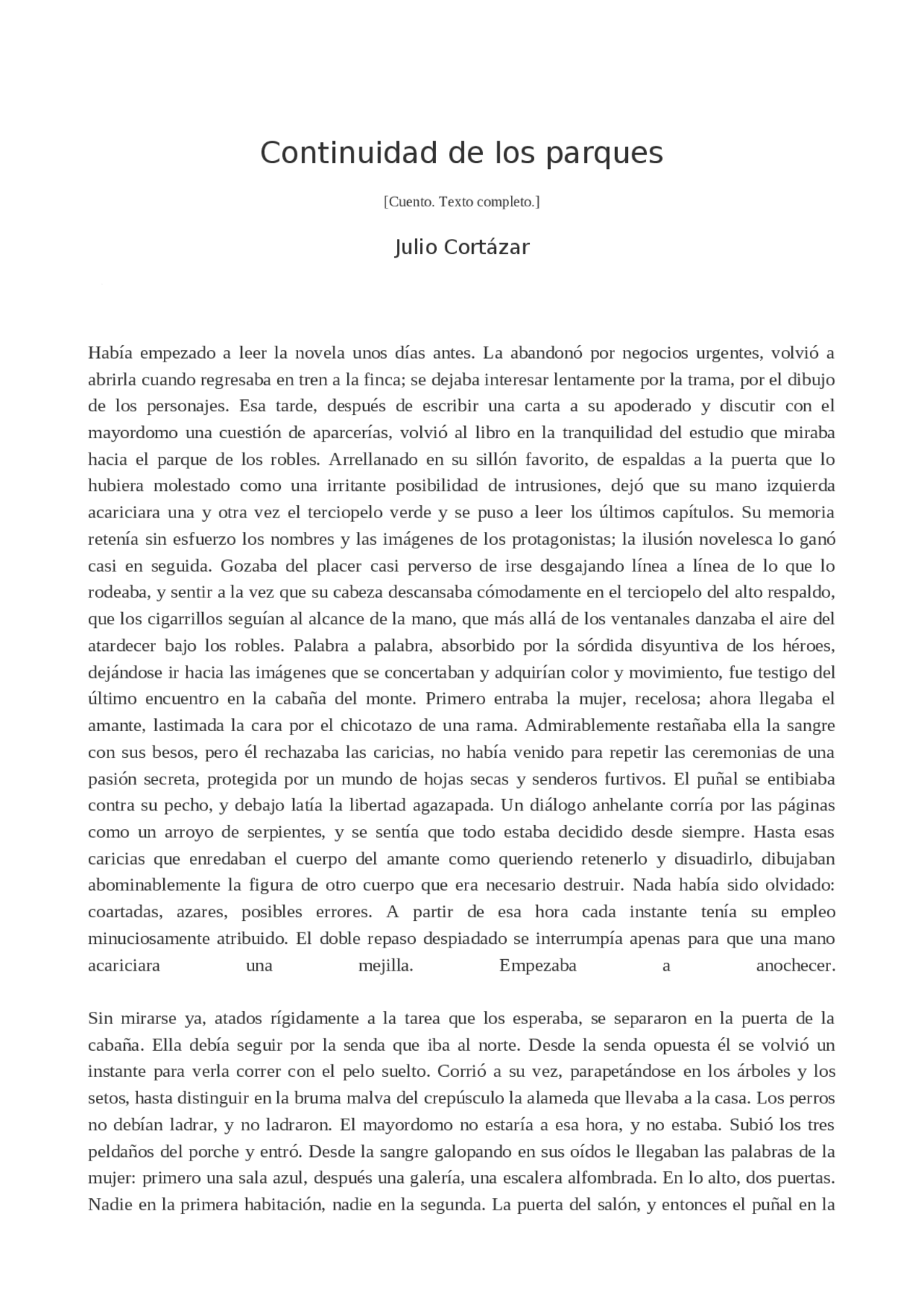 Continuidad de los parques - Docsity