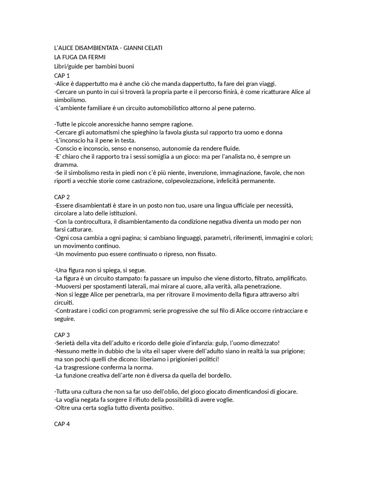 Alice disambientata celati - Docsity