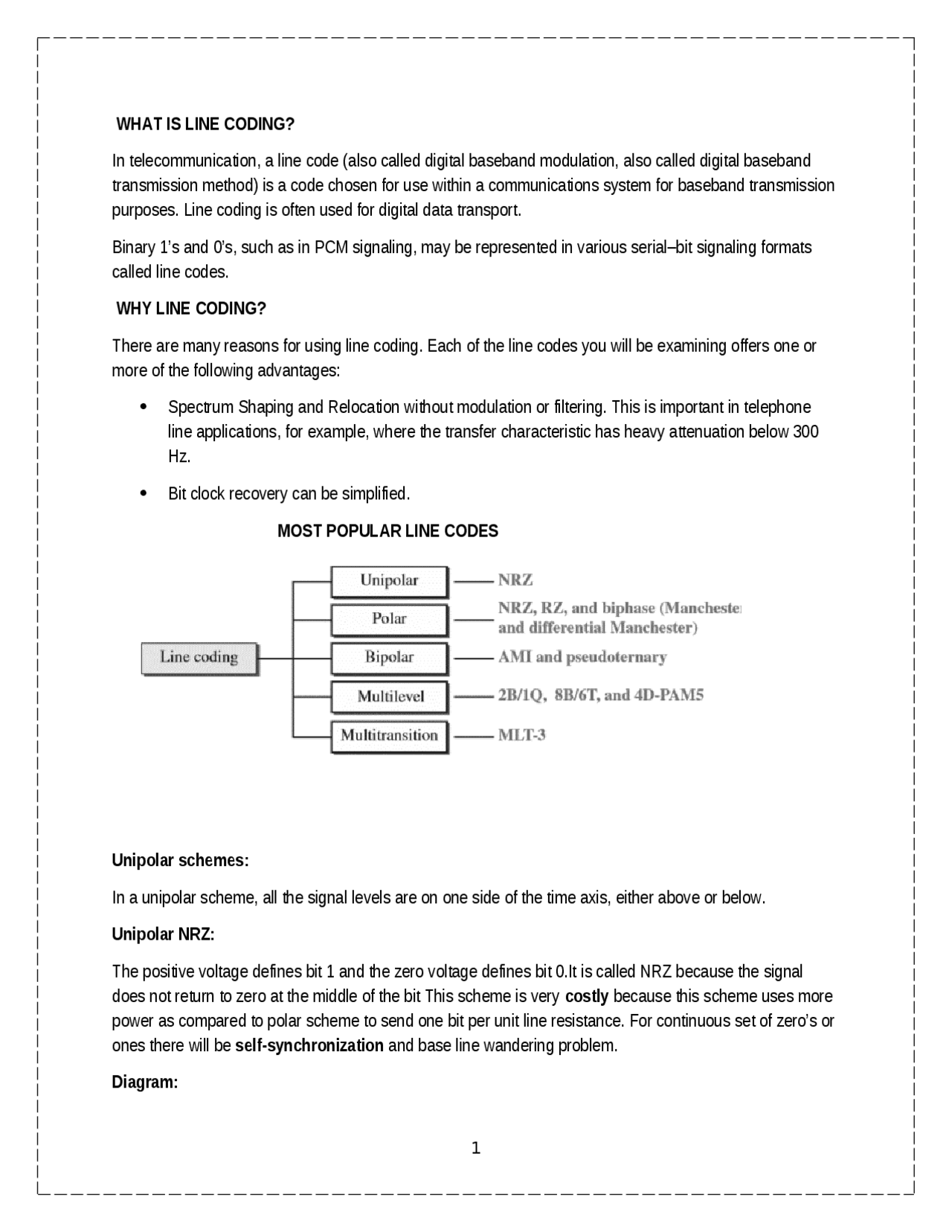 Line coding techniques - Docsity