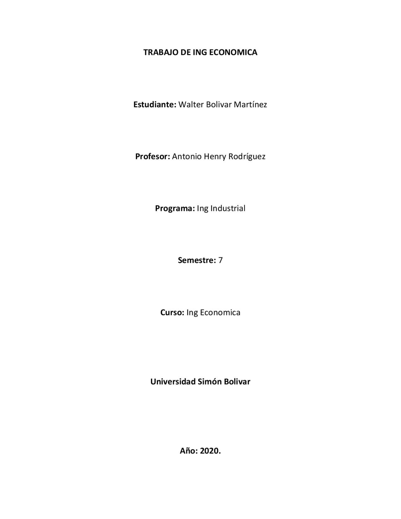 Trabajo de ing economica - Docsity