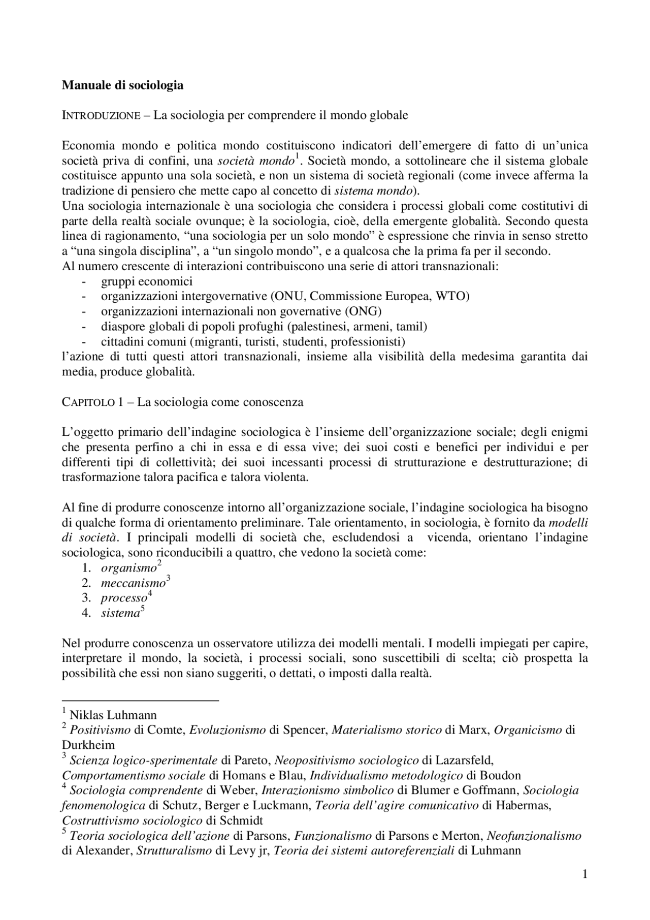 Manuale Di Sociologia Docsity