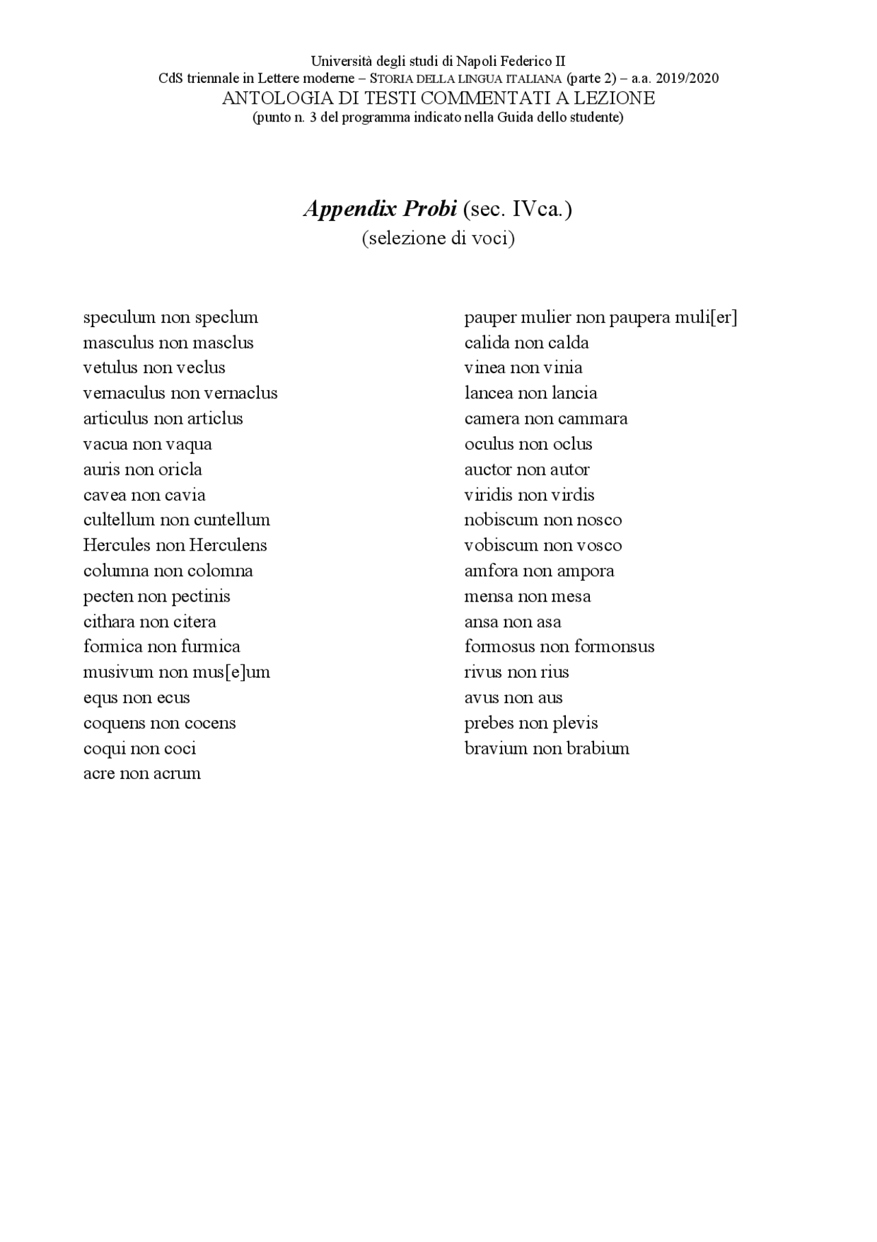 Appendix probi sec. IV ca. - Docsity