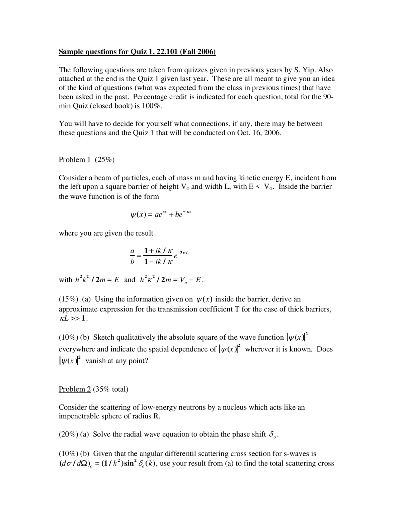 Applied Nuclear Physics Quiz 1 Sample Questions And Problems Docsity