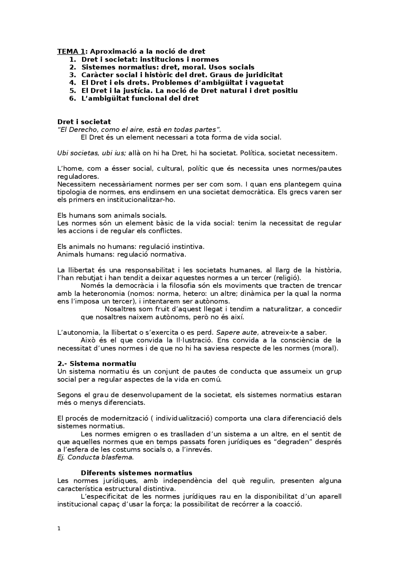 Tema 1 Fonaments Del Dret Docsity