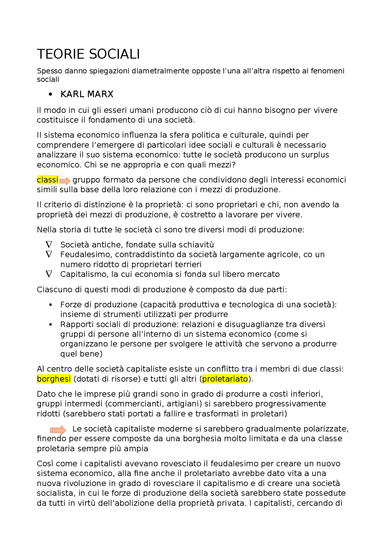 Teorie Sociali Di Sociologia Docsity