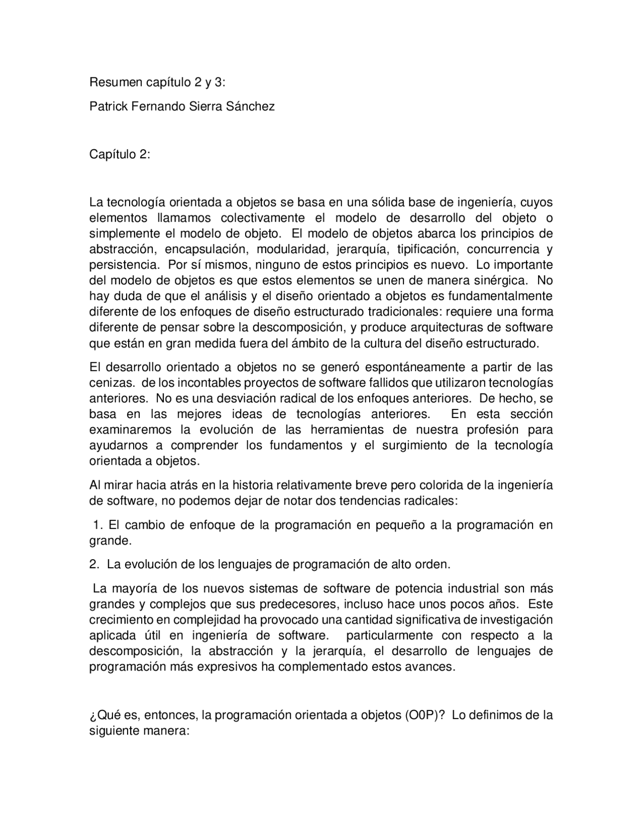 Programación Orientada A Objetos Docsity